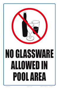 No Glassware Allowed Sign - Lincoln Aquatics