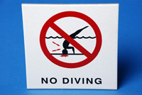 8" Slip resistant tile, Int'l No Diving - Lincoln Aquatics
